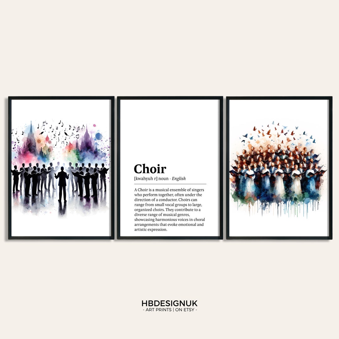 Choir Watercolour Art Print - Set of 3 Music Artwork | Music Watercolor ...