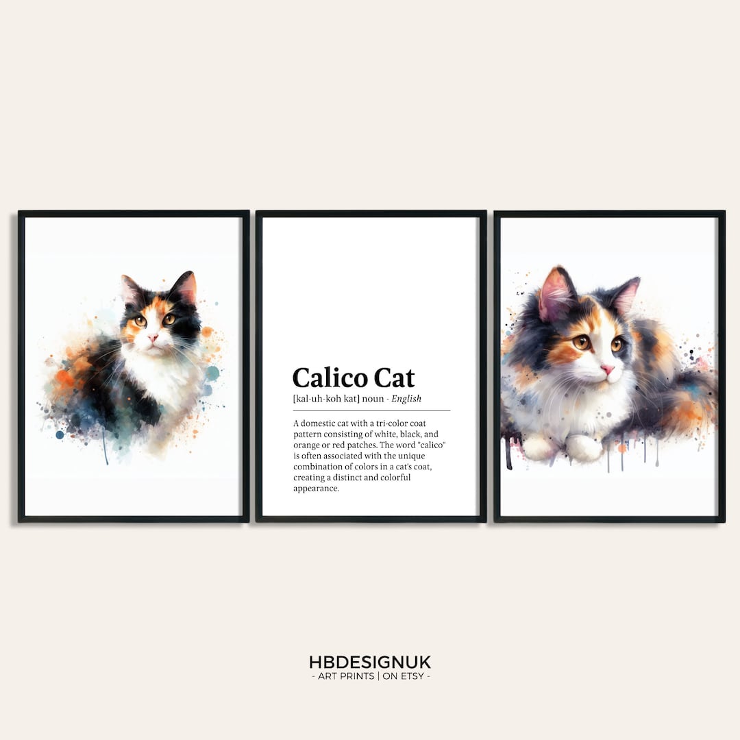 Calico Cat Poster Set - Set of 3 Prints | Watercolor Print | Pet ...