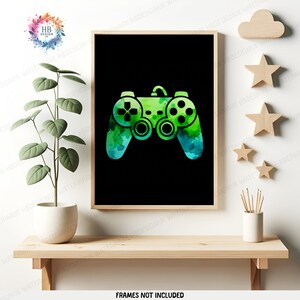 Neon Green Gamer Print Poster - Set of 3 Gaming Prints | Game Bedroom ...