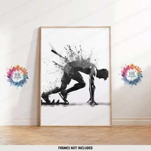 Black Athletics Print Set - Set of 3 Runner Posters | Sprinter Art ...