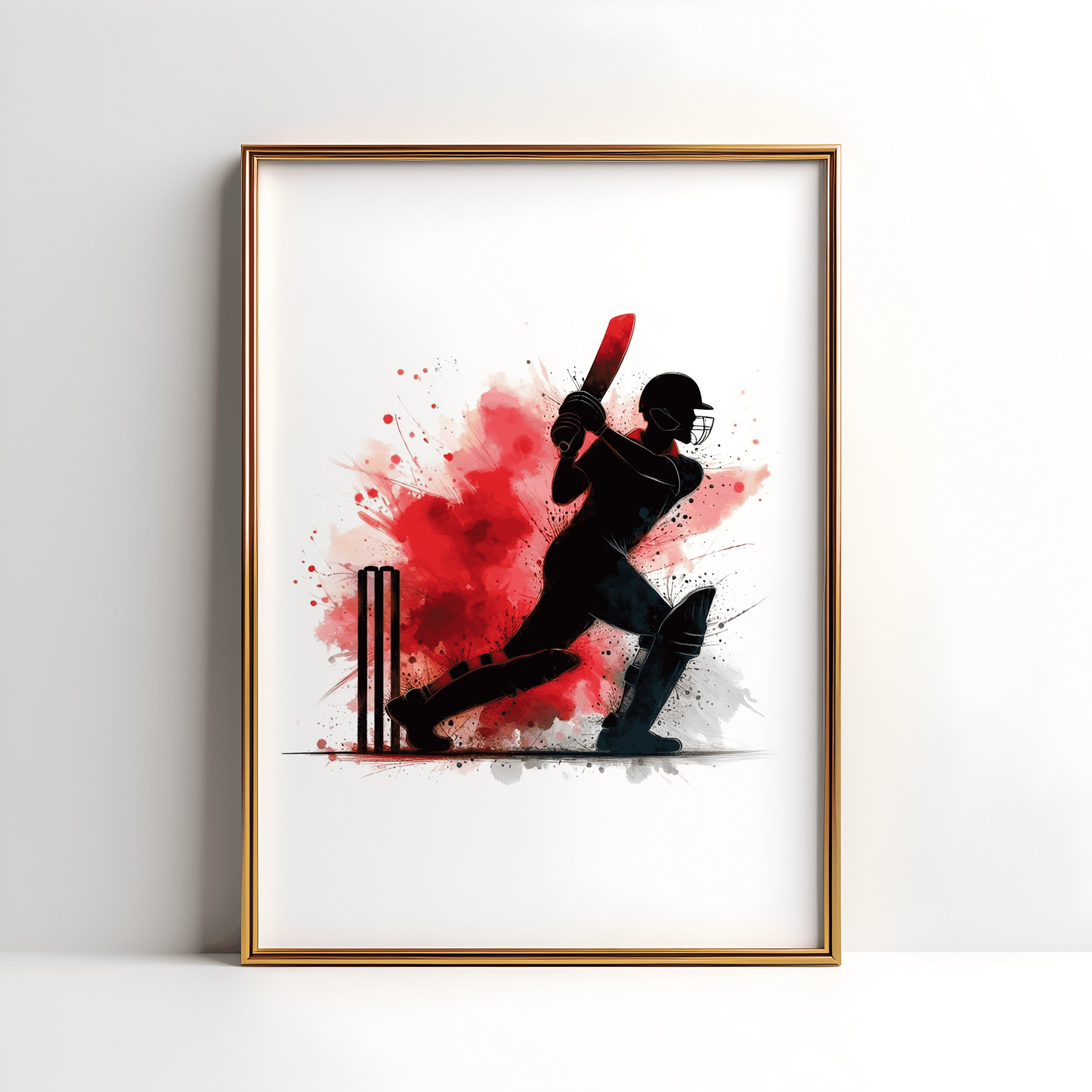Red Cricket Pictures - 3 Watercolour Posters | Cricket Wall Art Posters ...