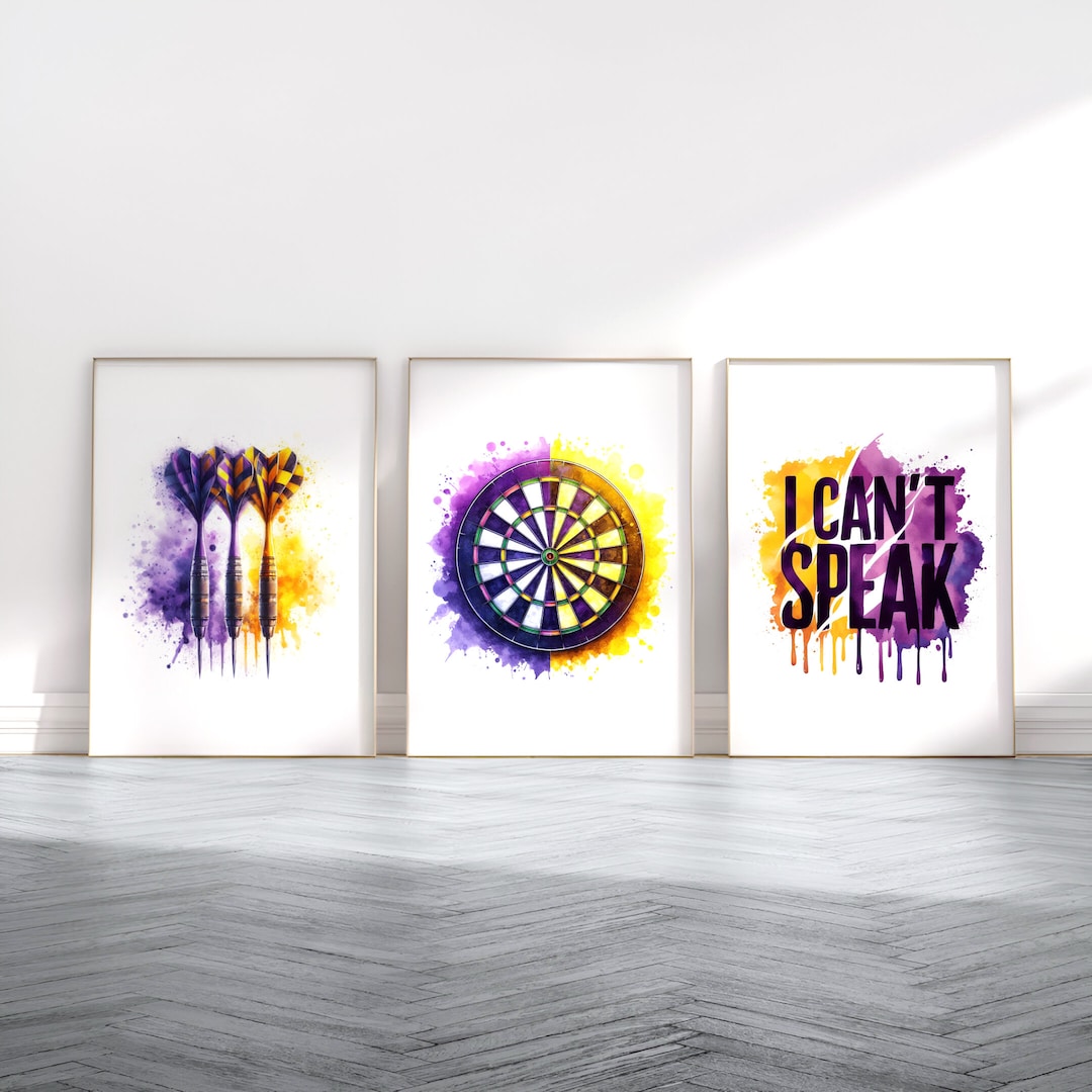 Darts Poster Print Set - 3 Posters | Darts Print Set | Watercolour ...