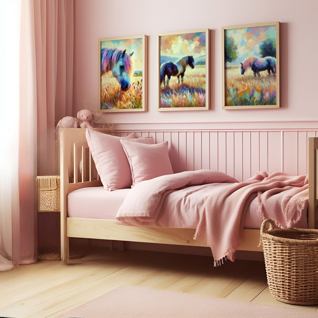 Horse Nursery Wall Decor - Set of 3 Horses Posters | Kids Pony Prints ...