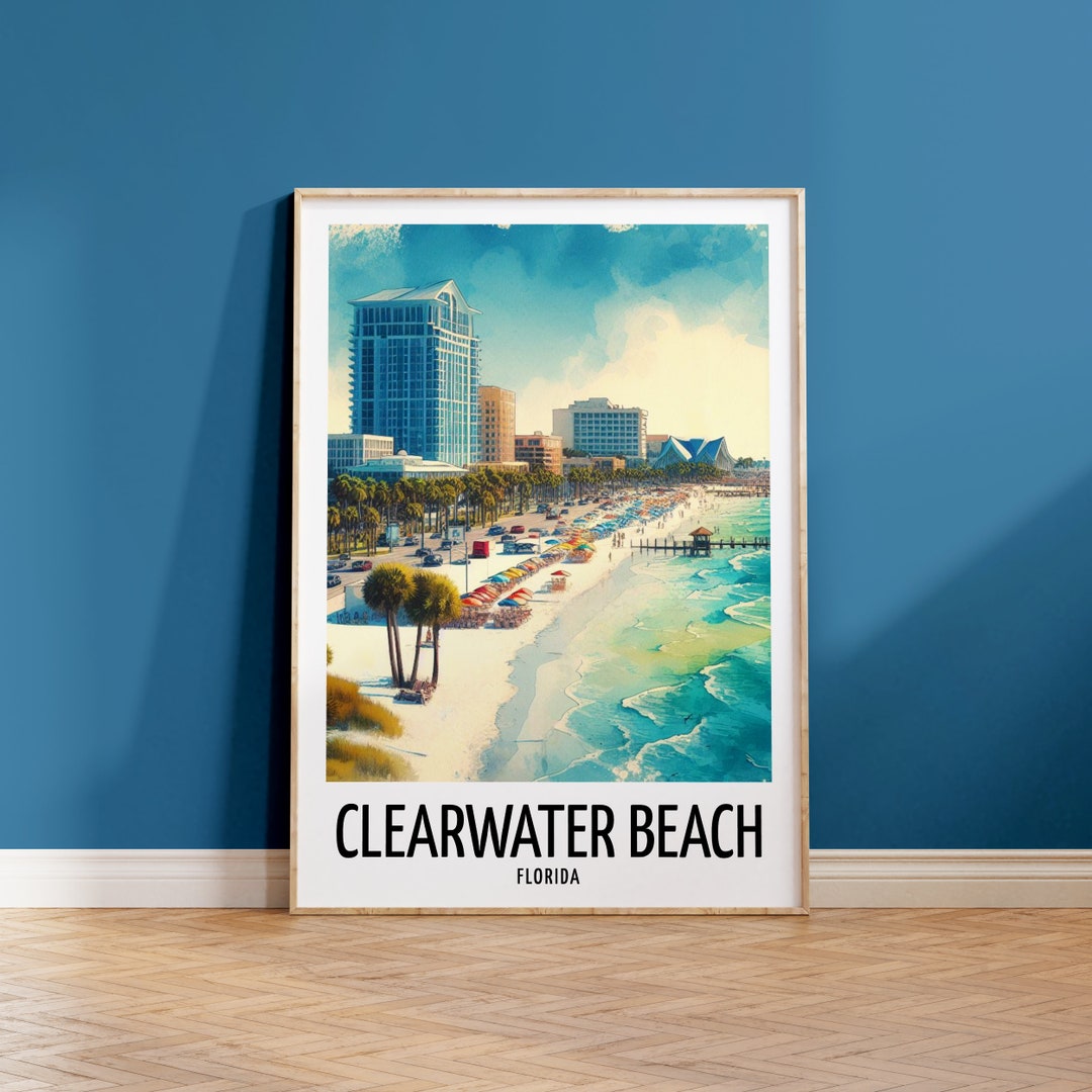 Clearwater Beach Travel Print - Watercolour Poster Design | Wall ...