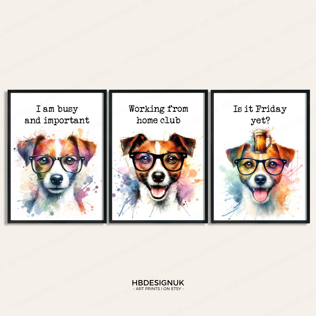 Funny Home Office Wall Art - Set of 3 Prints | Dog Quotes Decor | Work ...