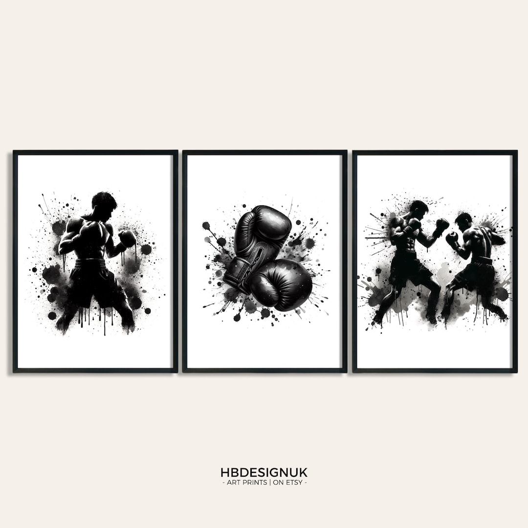 Boxing Poster Black and White - Set of 3 Boxer Posters | Minimal Boxing ...