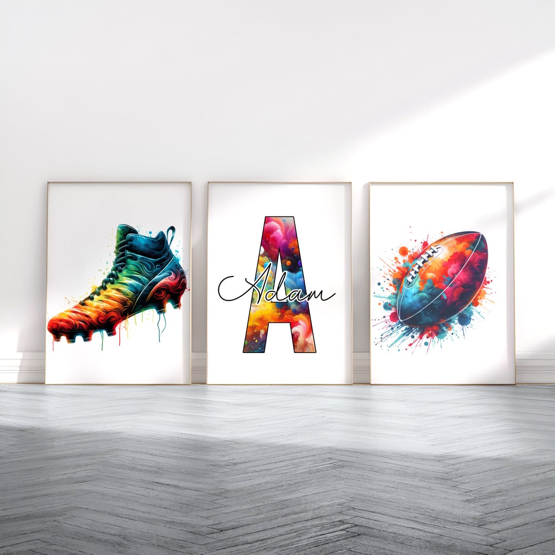 Personalised Rugby Posters - Set of 3 Rugby Poster Prints | Custom Boys ...