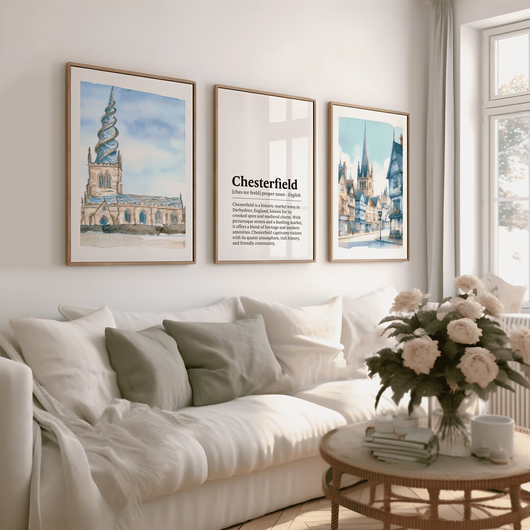 Chesterfield Poster Prints Set of 3 Posters England Travel Wall Art UK ...