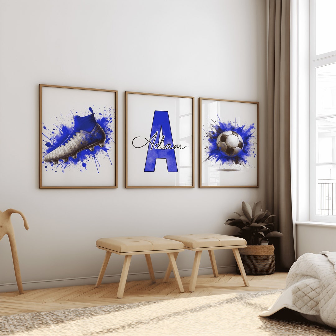 Football Art Poster Set - 3 Personalised Soccer Prints | Kids Bedroom ...