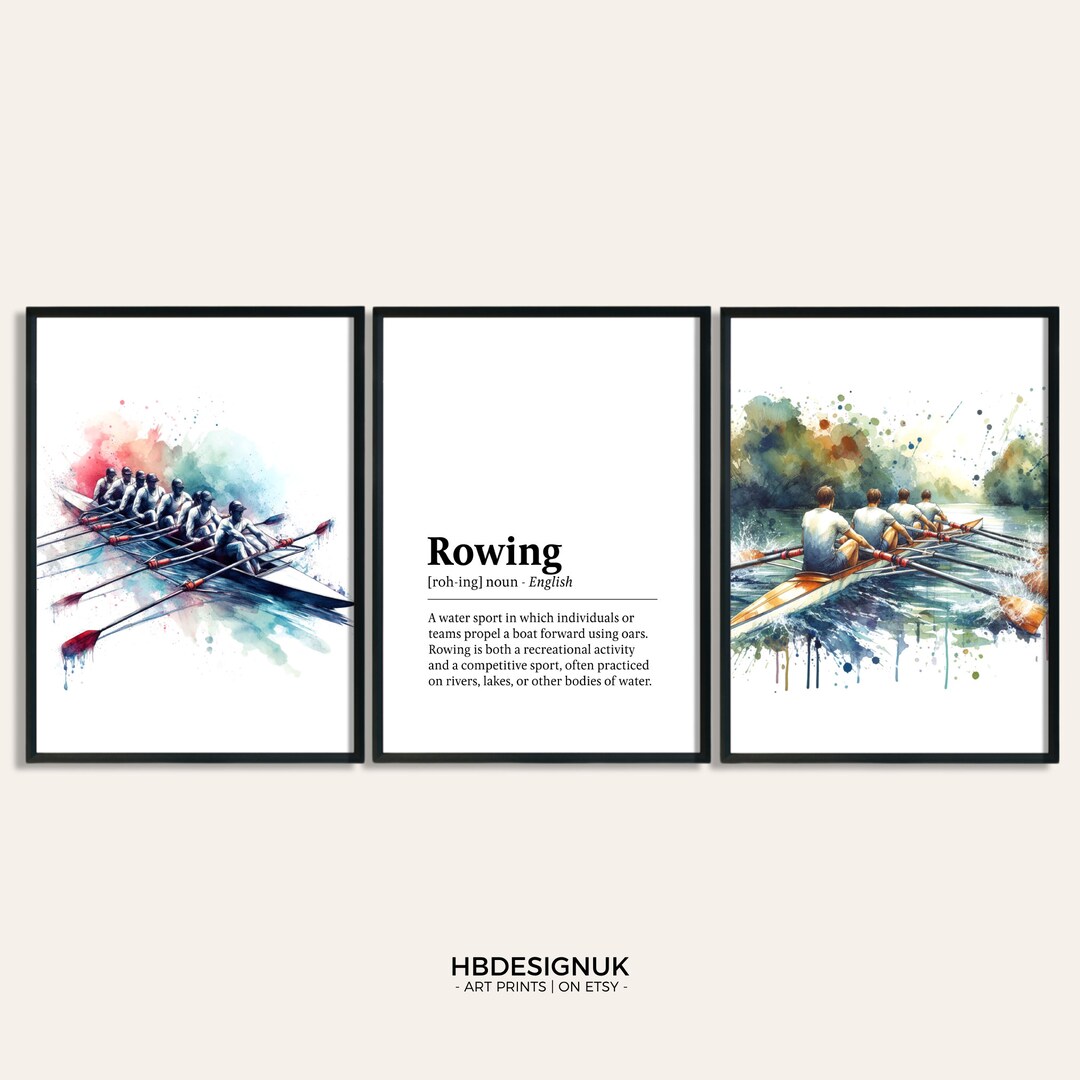 Rowing Print Poster Set - Set of 3 Rower Posters | Watercolour Art ...