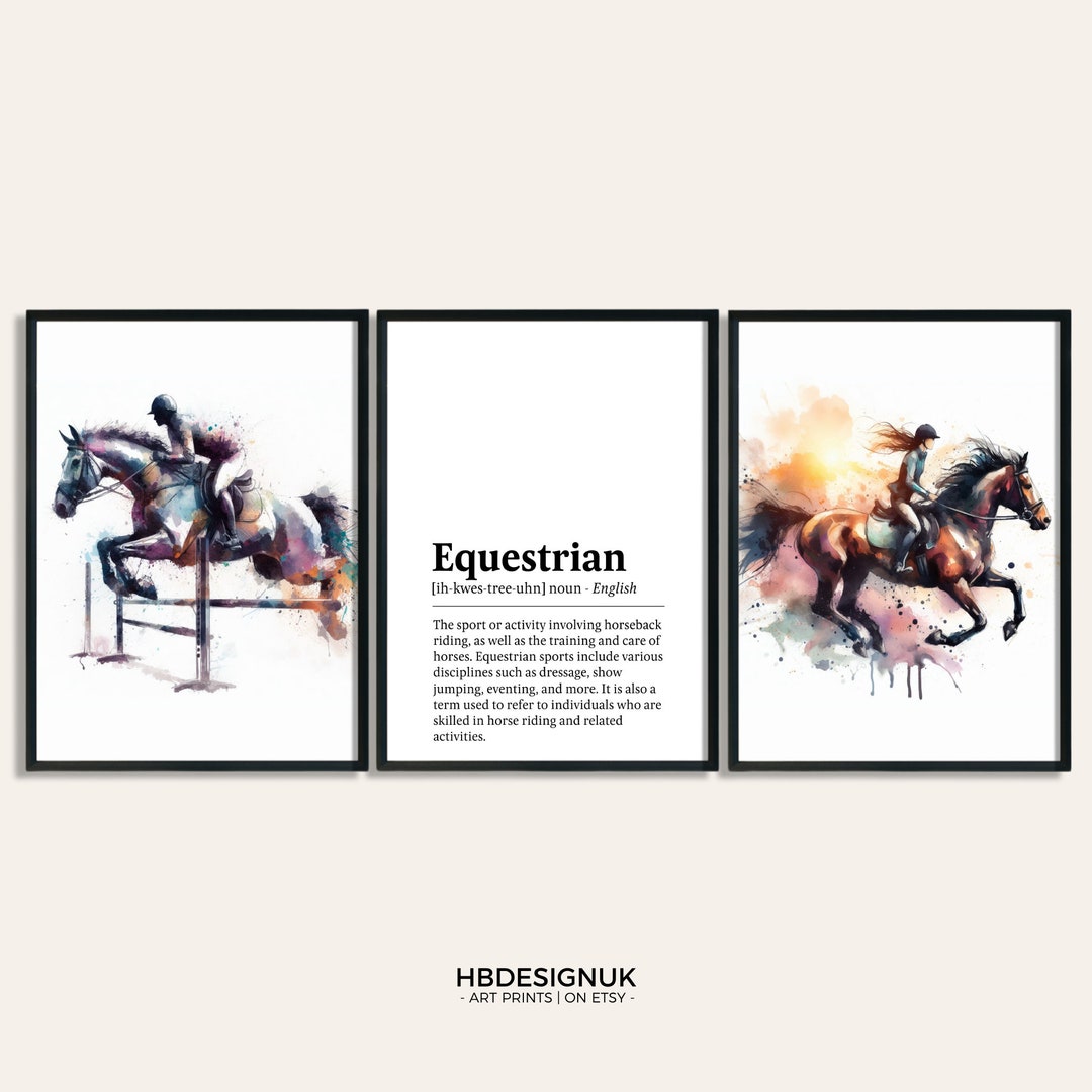 Equestrian Print Set - Set of 3 Horse Posters | Girls Bedroom Wall Art ...