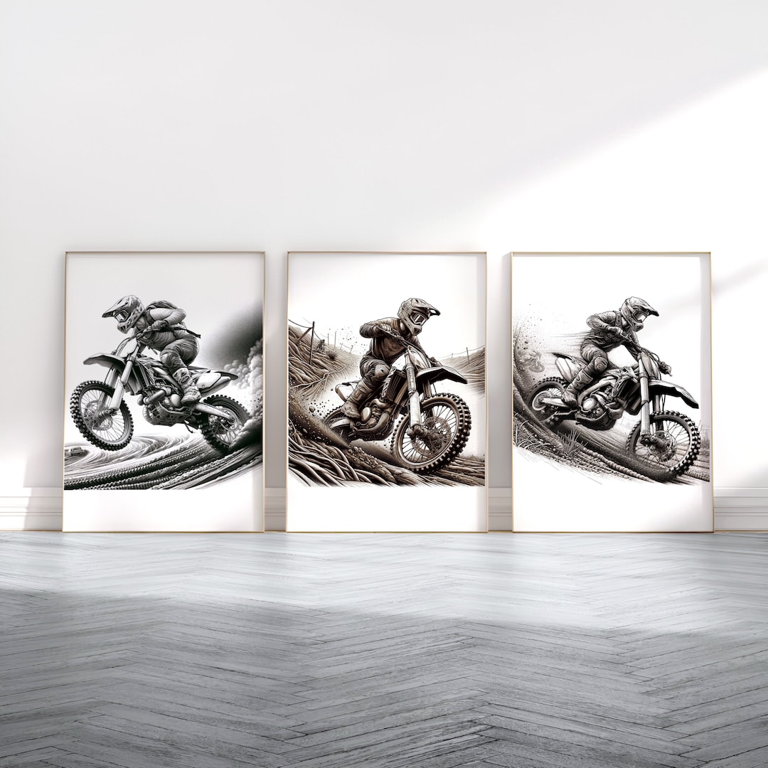 Dirt Bike Print Set - Set of 3 Dirt Bike Posters | Motorcycle ...