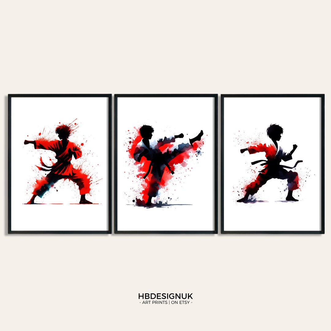 Boys Karate Print - Set of 3 Karate Posters | Watercolour Art Prints ...
