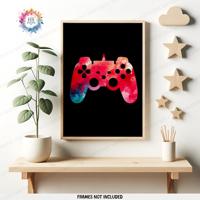 Red Neon Gaming Poster Print - Set of 3 Gamer Prints | Game Bedroom ...