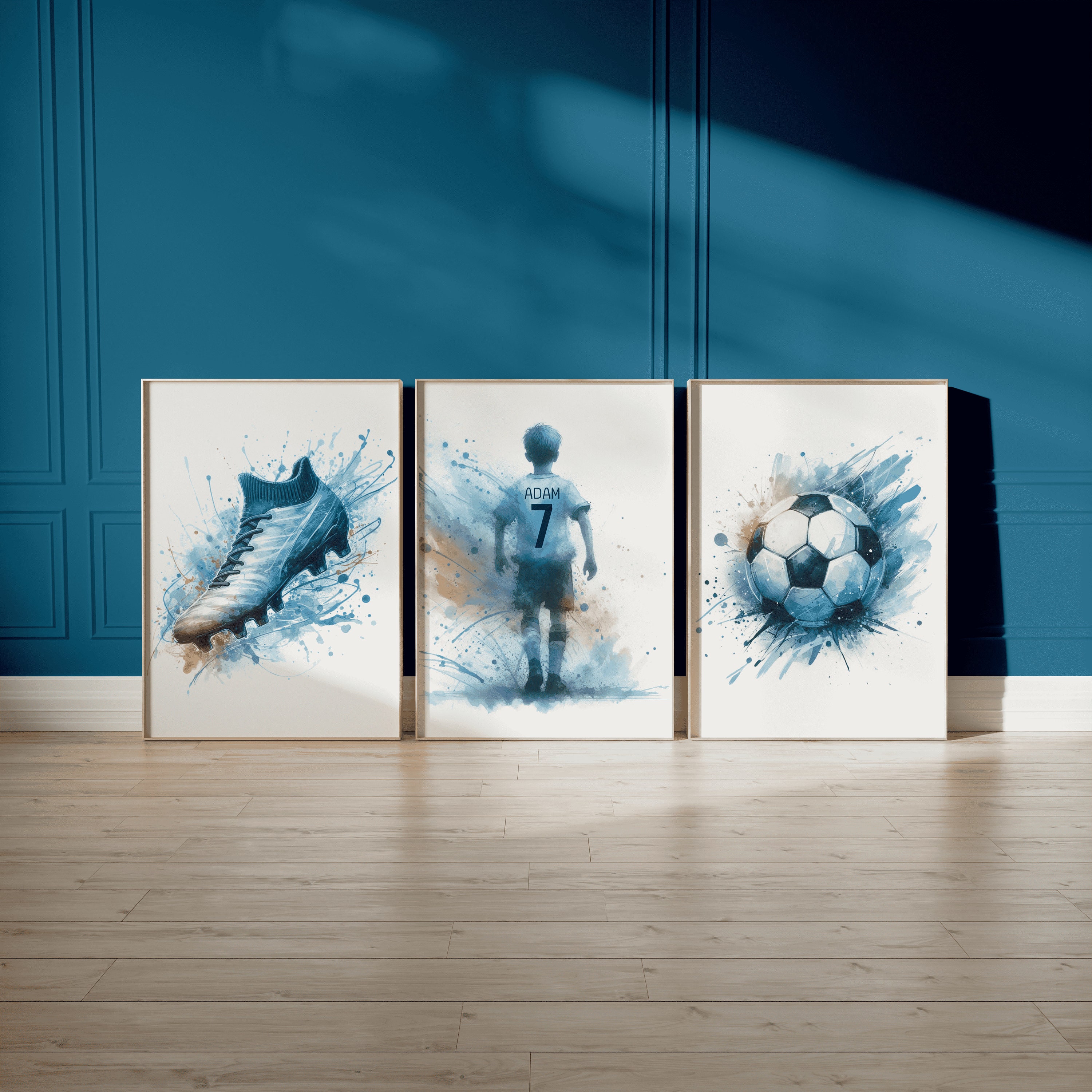 Personalised Football Poster Set 3 Prints Boys Bedroom Decor Kids Room ...