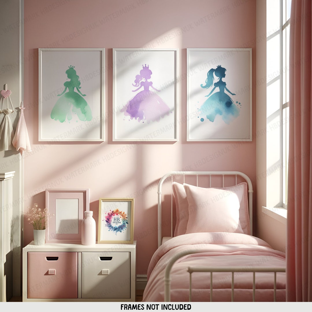 Princess Nursery Prints - Set of 3 Posters | Kids Princess Print ...