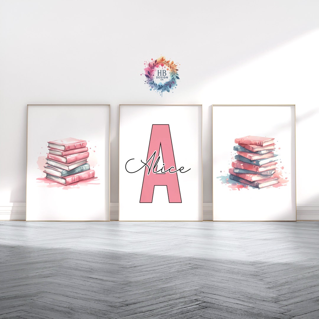 Personalised Reading Print Set - Set of 3 Prints | Kids Book Design ...