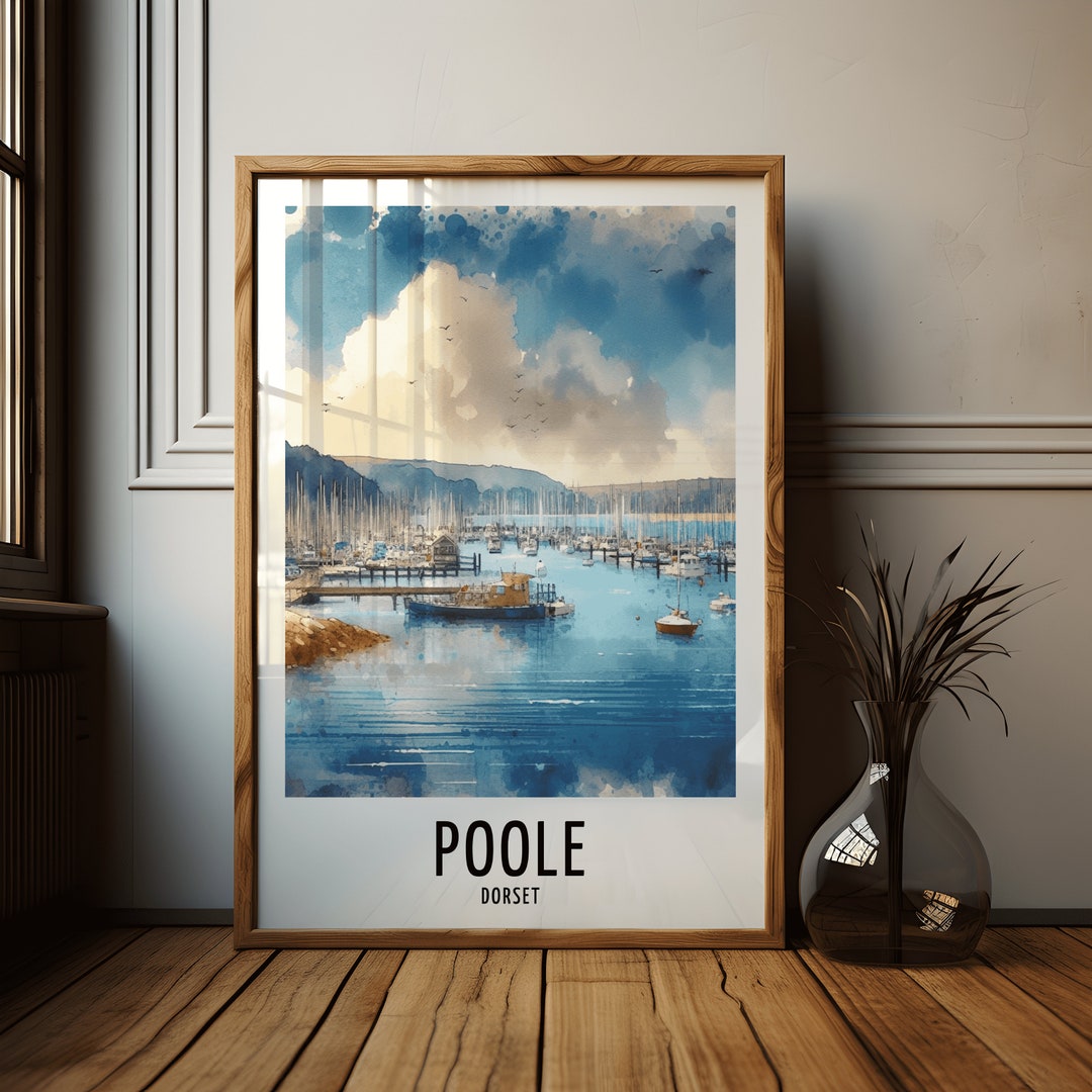 Poole Harbour Travel Print - Watercolour Poster Design | Wall Artwork ...