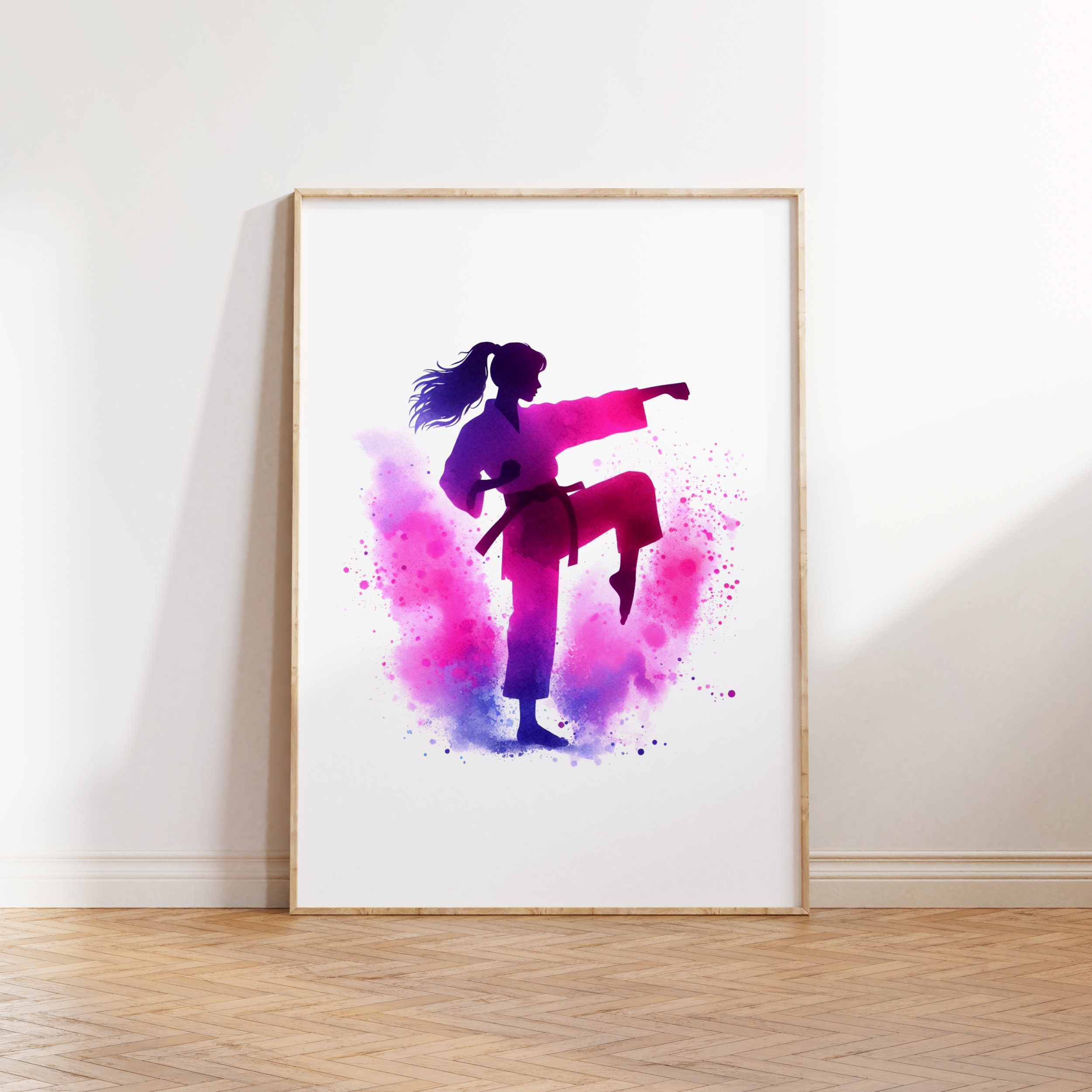 Karate Print Pink Poster Set of 3 Karate Posters Watercolour Art Prints ...
