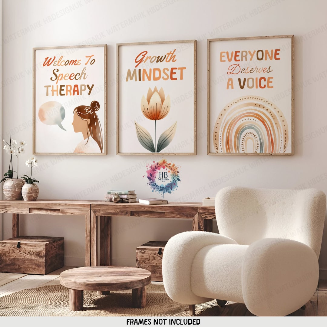 Speech Therapy Prints - Set of 3 Wall Art | SLP Office Decor | Speech ...