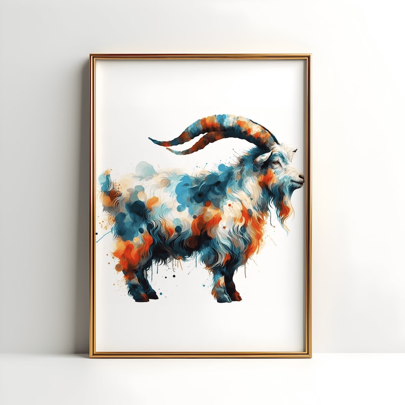 Colourful Goat Poster Set 3 Prints Watercolour Goat Print Paintings ...