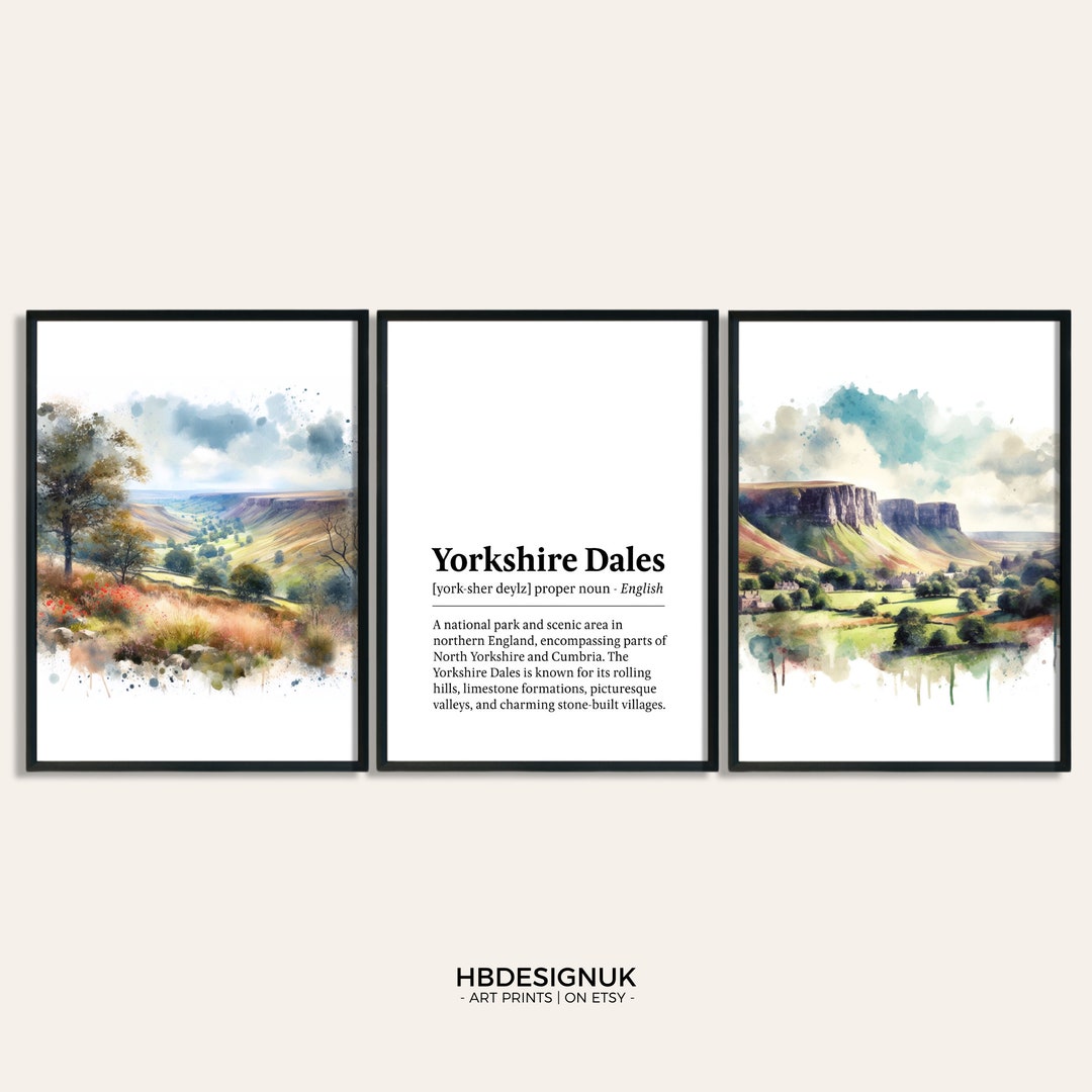 Yorkshire Dales Poster Set - Set of 3 Prints | Watercolour Yorkshire ...