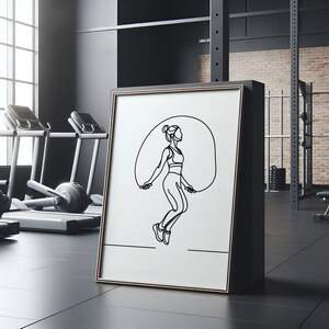 Gym Artwork Set - 3 Home Gym Prints | Line Drawing Design | Fitness ...