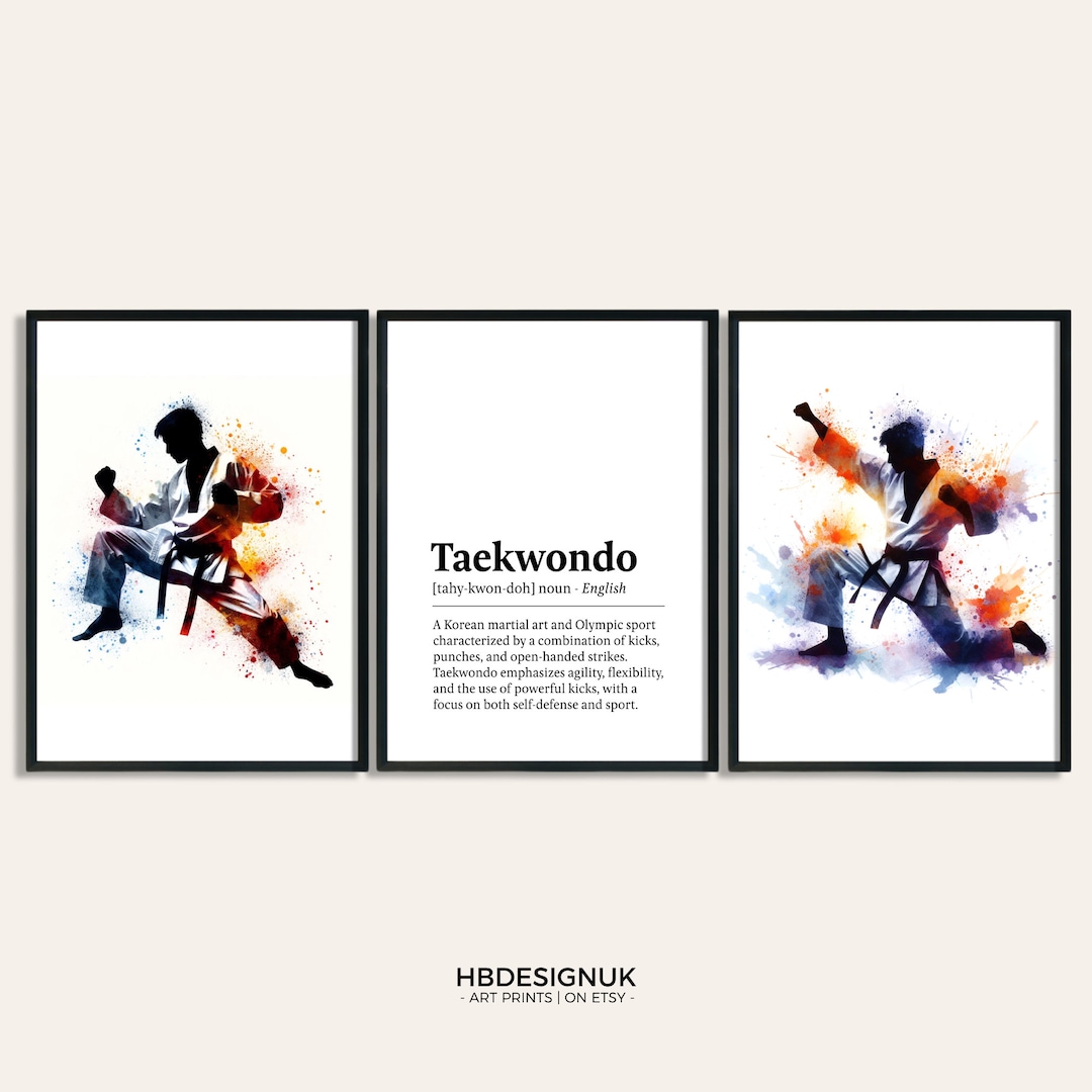 Taekwondo Print Poster - Set of 3 Taekwondo Posters | Room Decor Art ...