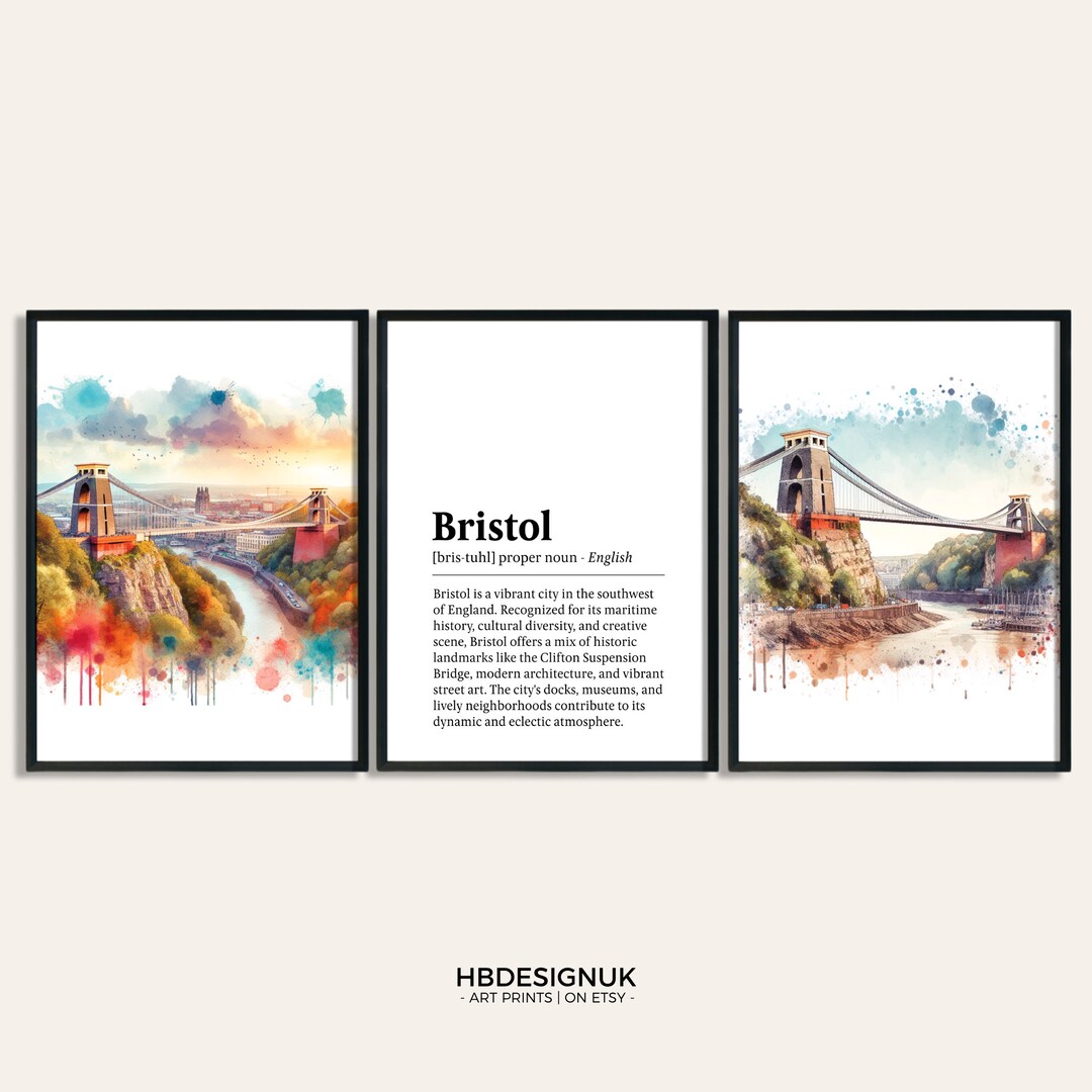 Bristol Poster Print Set - Set of 3 Posters | Bristol Watercolour ...