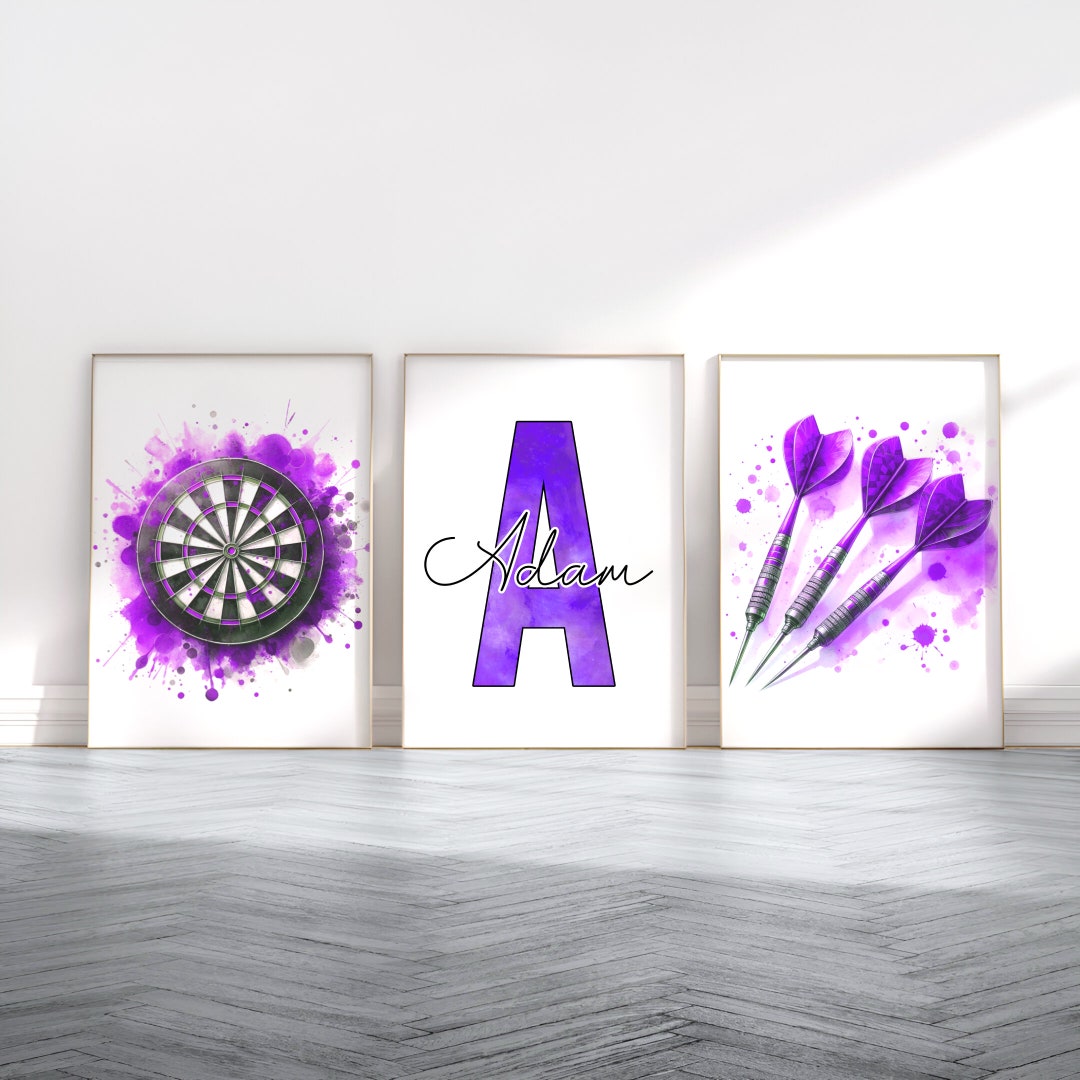 Darts Poster Set - Set of 3 Personalised Dart Prints | Sport Player ...