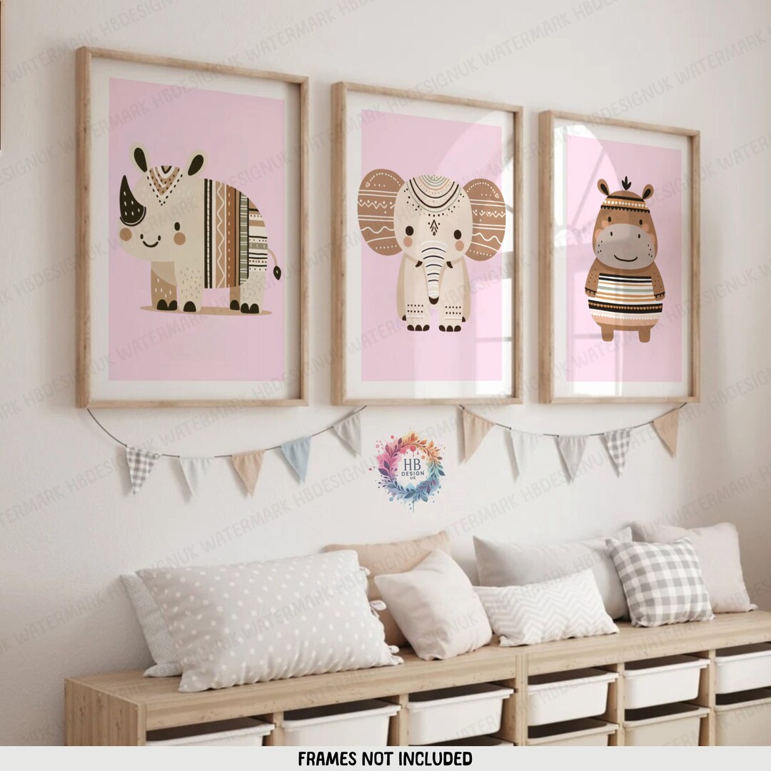 Boho Animal Nursery Pictures - Set of 3 Posters | Safari Kids Playroom ...