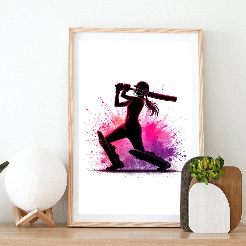 Girls Cricket Art Print Set of 3 Cricket Poster Prints Pink Watercolour ...