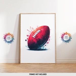 Custom Red Rugby Decor - 3 Rugby Prints | Personalised Boys Bedroom ...