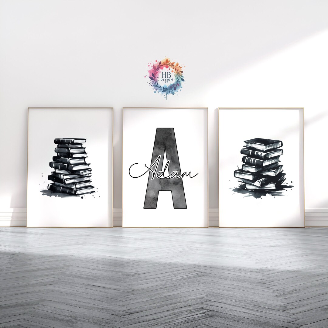 Personalised Reading Poster Set - Set of 3 Prints | Kids Book Design ...