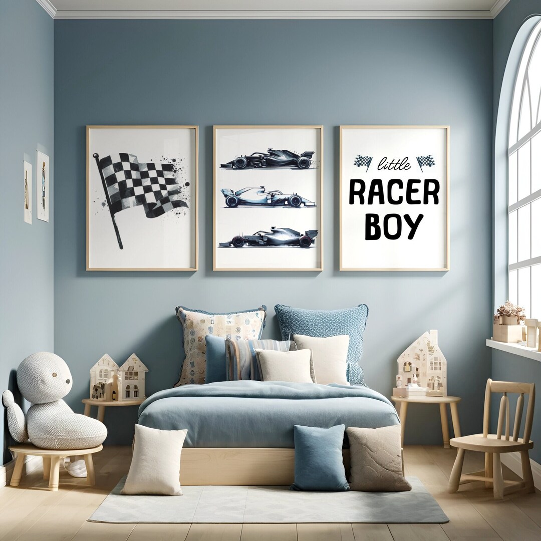 Race Car Poster Prints - Set of 3 Posters | Little Racer Dude Nursery ...
