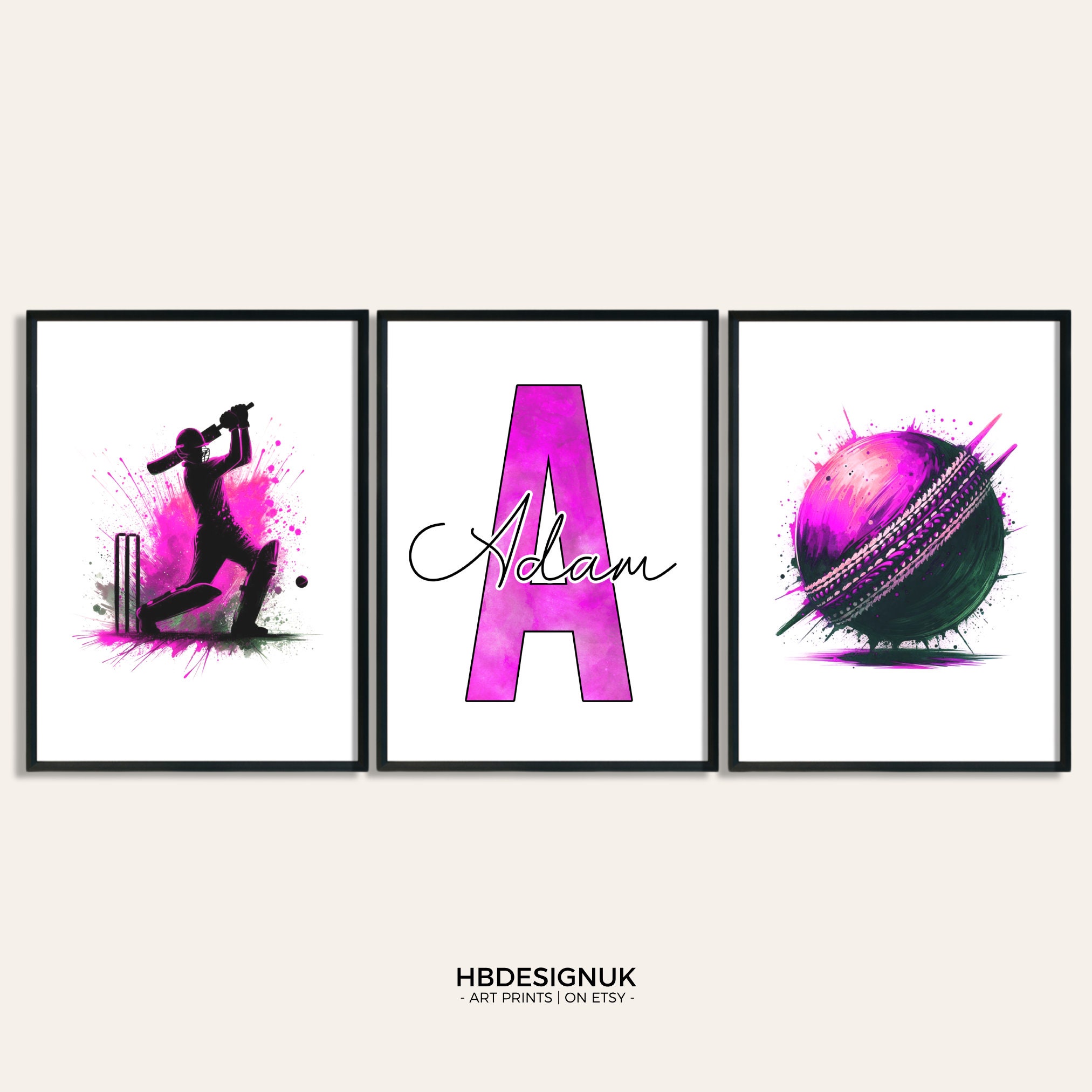 Custom Cricket Art Print - Set of 3 Cricket Poster Prints ...