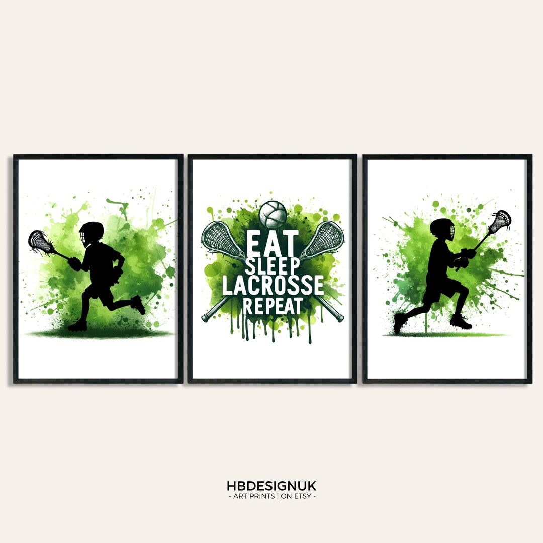 Boy Lacrosse Pictures Poster Set - Set of 3 Lacrosse Posters ...