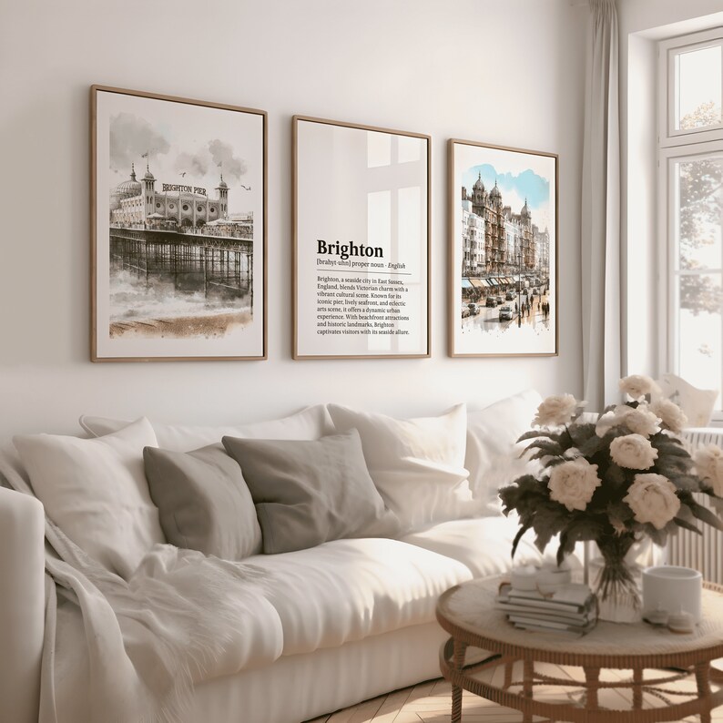 Brighton Poster Prints Set of 3 Posters Watercolour Wall Art Decor ...