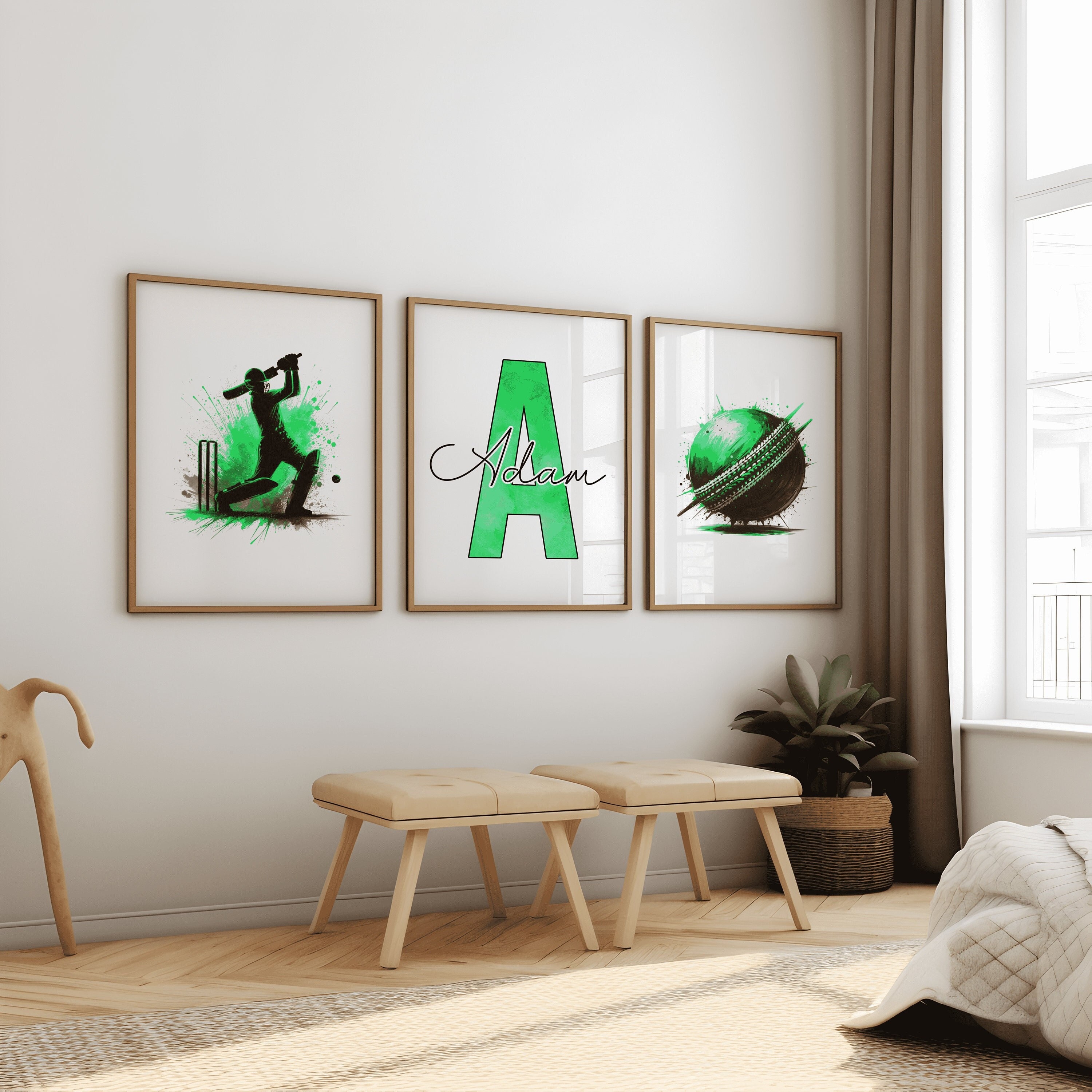 Custom Cricket Posters - Set of 3 Cricket Prints | Personalised Cricket ...