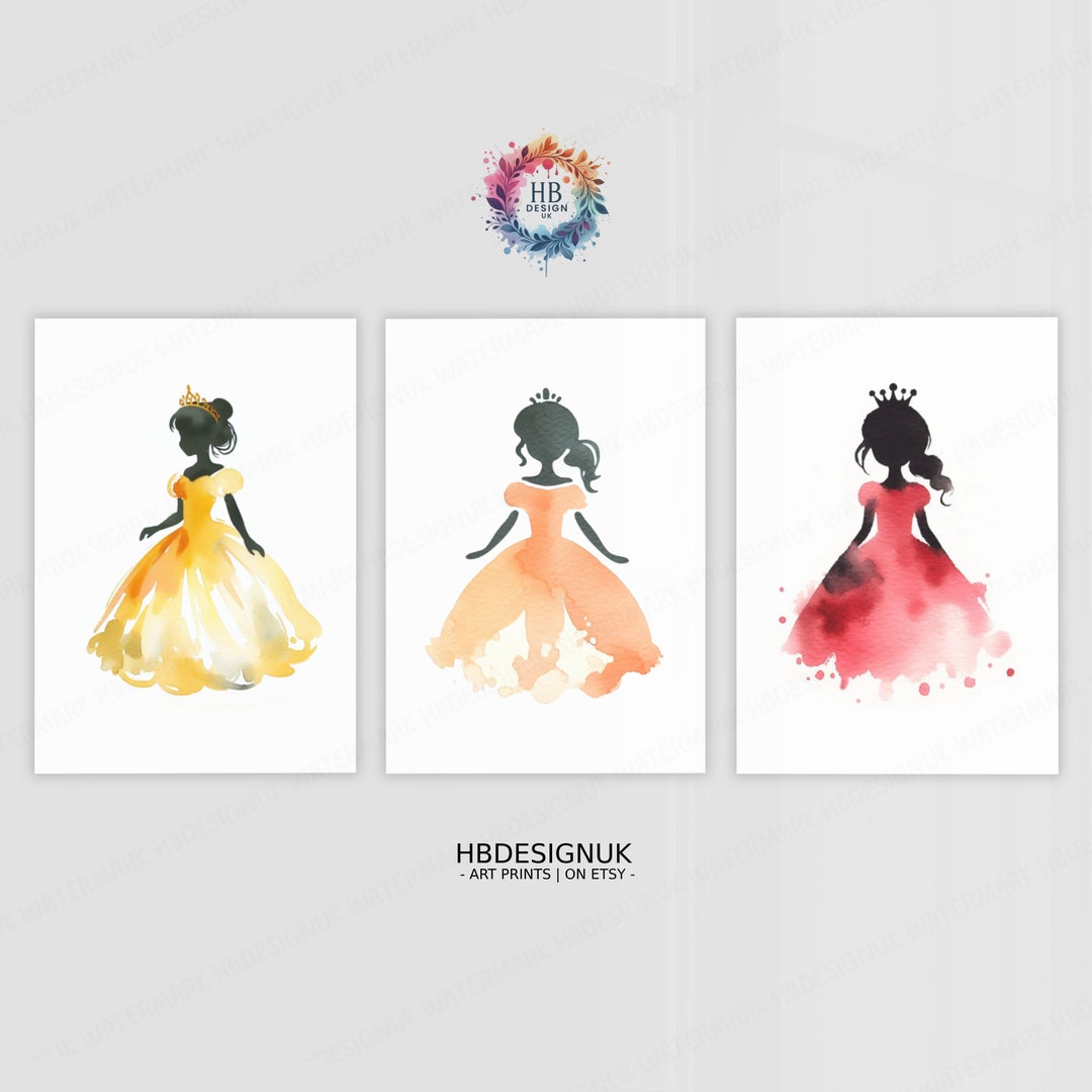 Princess Nursery Prints - Set of 3 Posters | Kids Princess Print ...