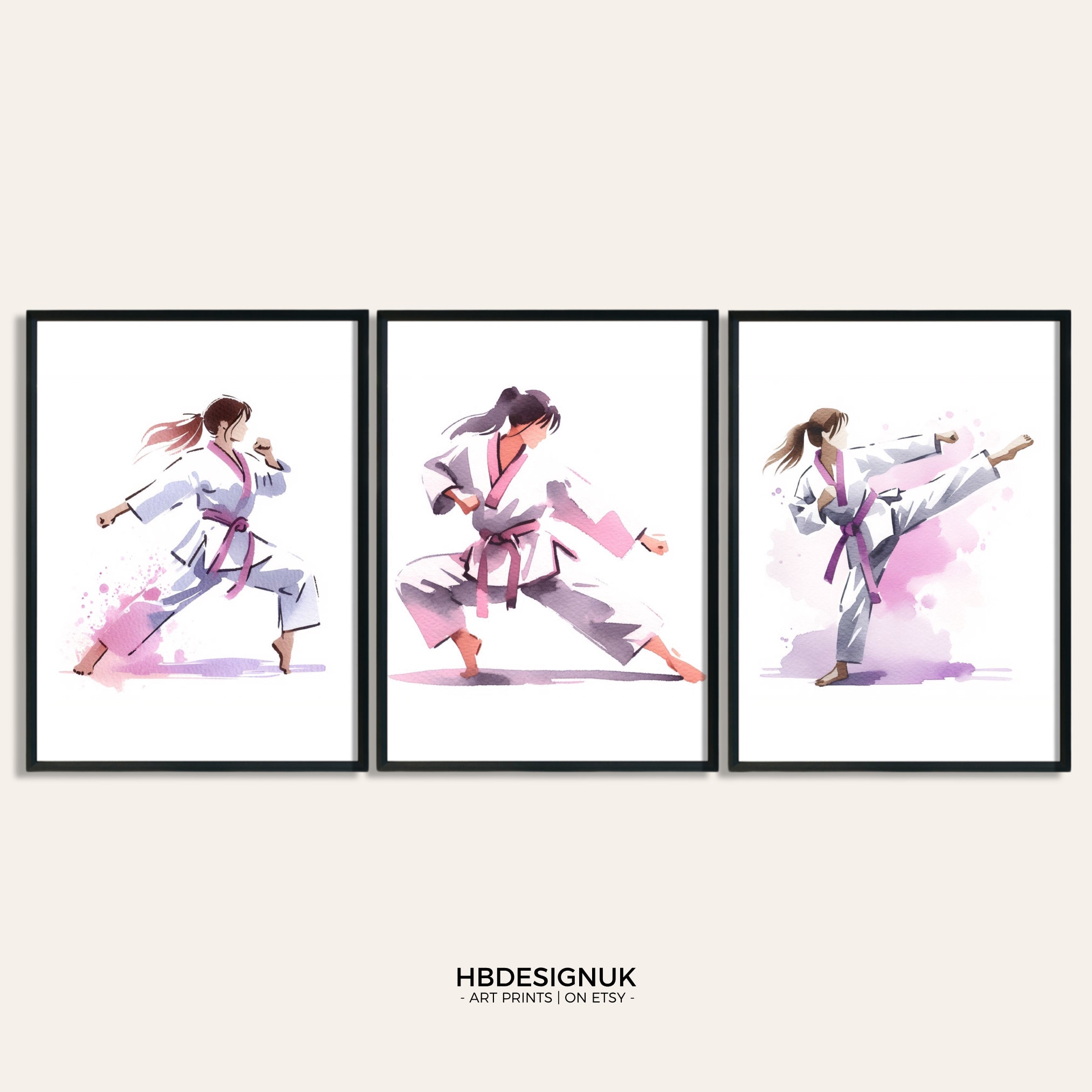 Girls Taekwondo Print Set - 3 Taekwondo Posters | Room Decor Art Prints ...