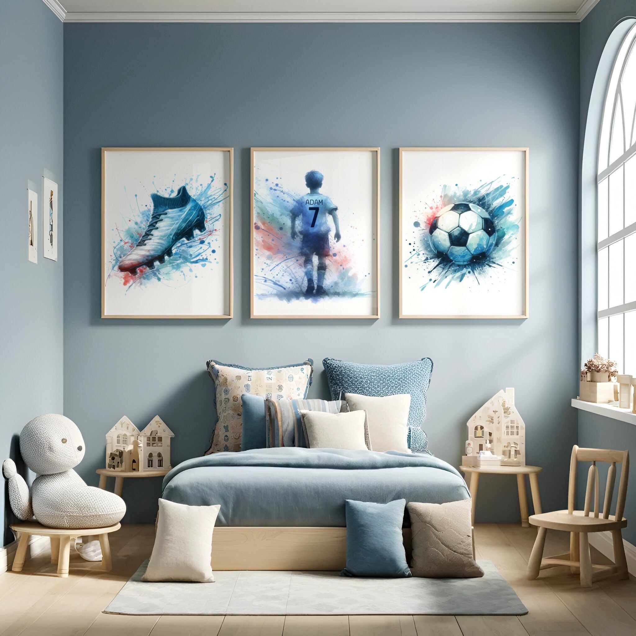 Personalised Football Poster Set - 3 Prints | Boys Bedroom Decor | Kids ...
