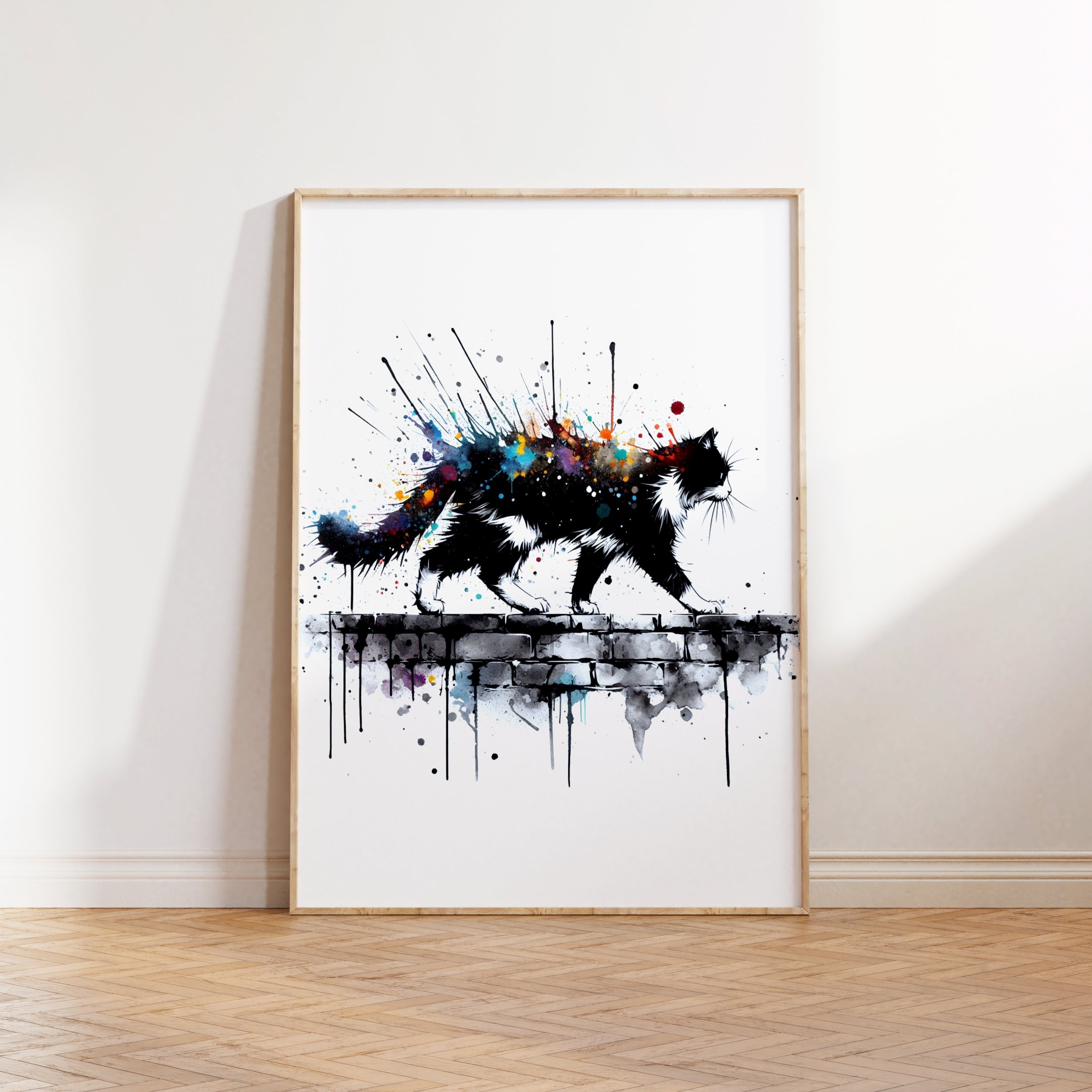 Cats on a Wall Poster Set Set of 3 Prints Watercolour Cat Print Cat ...