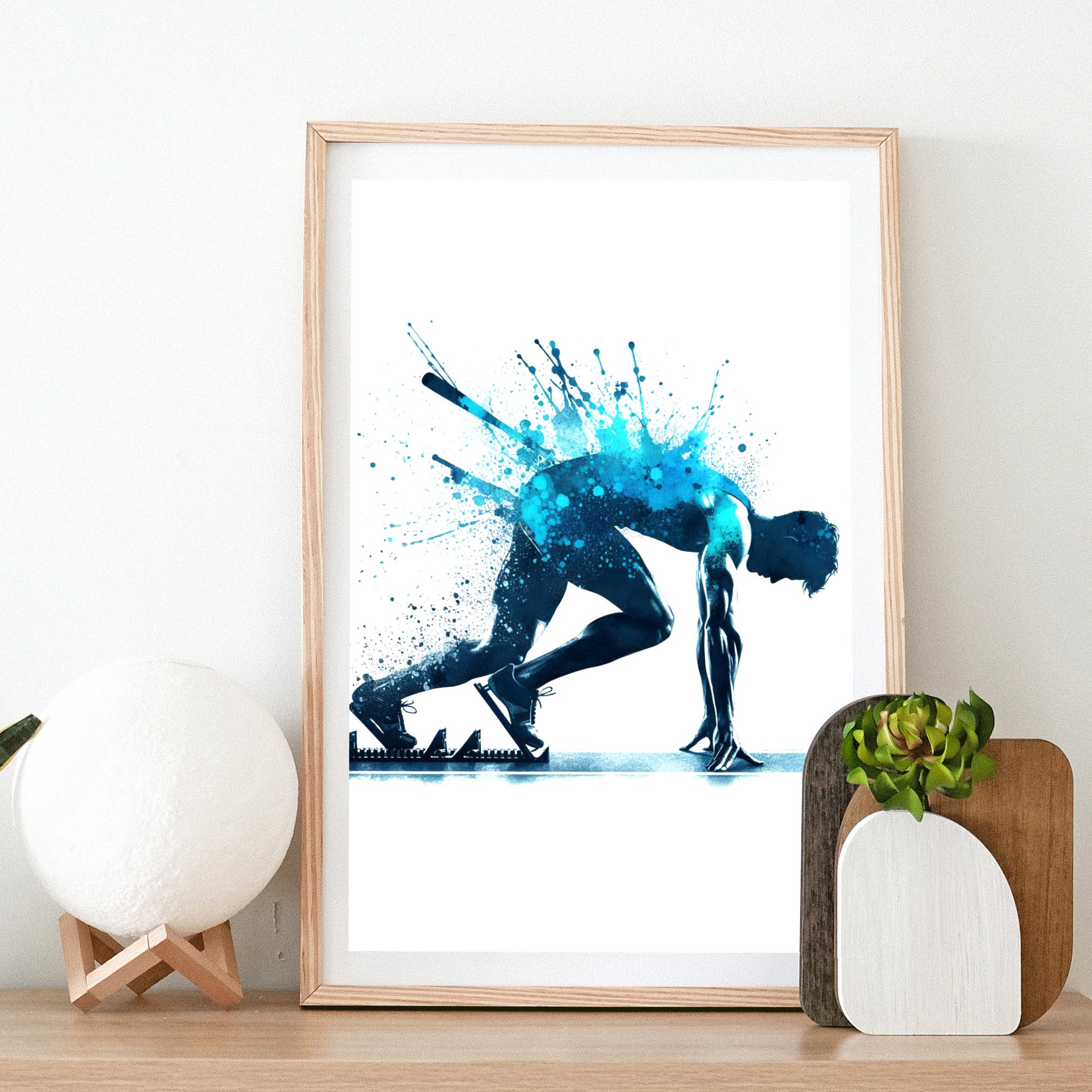 Blue Athletics Wall Art Set - Set of 3 Runner Posters | Running Art ...