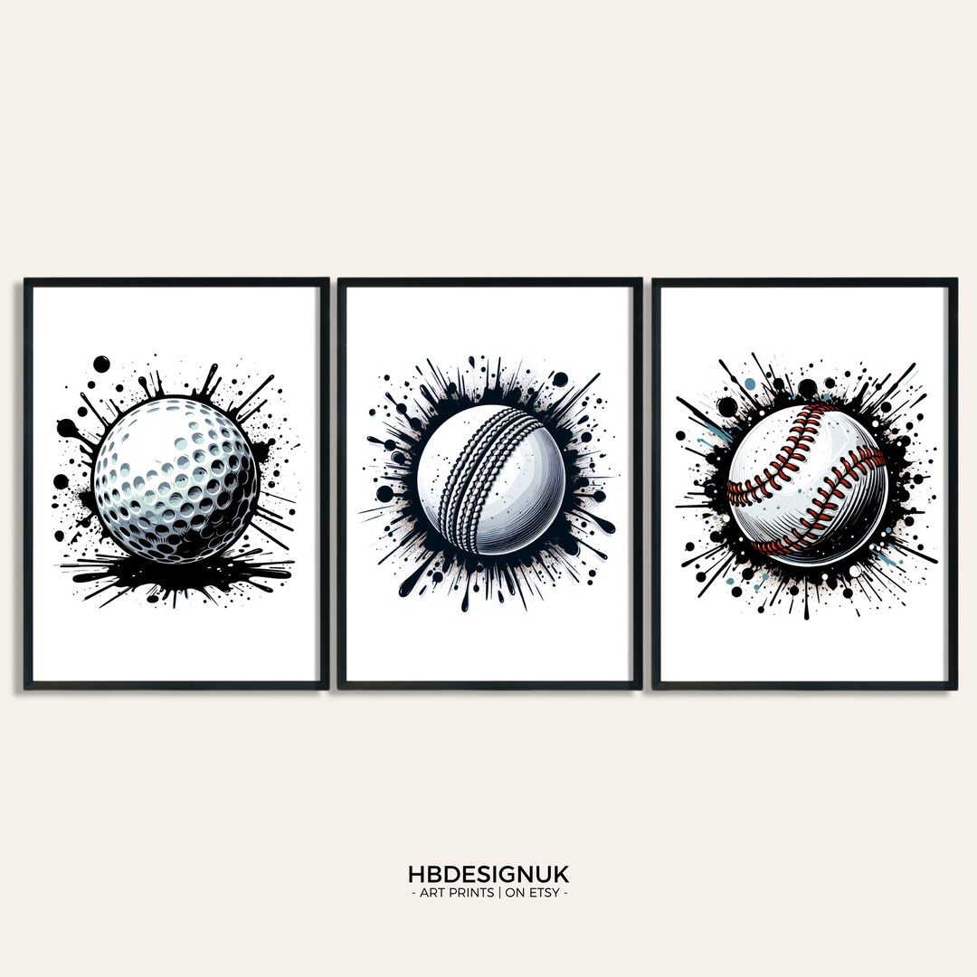 Sport Balls Wall Art - Sport Art Print | Set of 3 Graffiti Posters ...