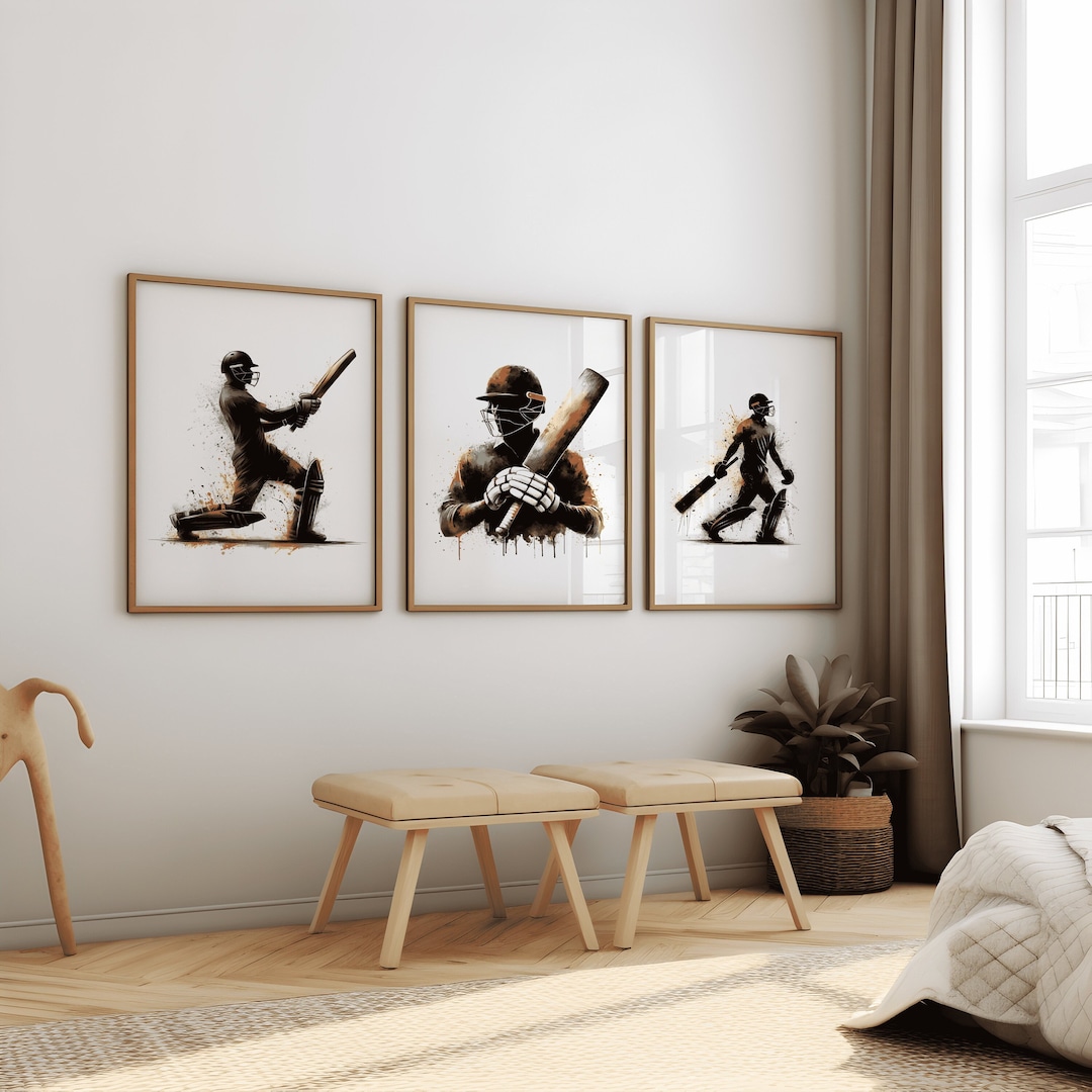 Cricket Poster Print Set - 3 Cricket Designs | Watercolour Cricket Wall ...