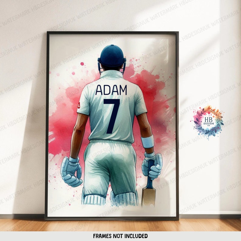 Personalised Cricket Wall Art - Set of 3 Posters | Boys Bedroom Decor ...