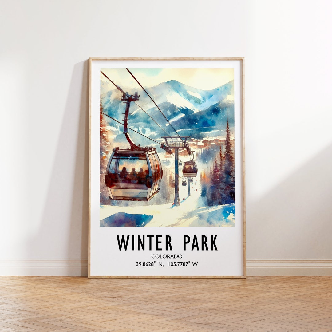 Winter Park Ski Poster - Watercolour Art Print | Travel Wall Artwork ...
