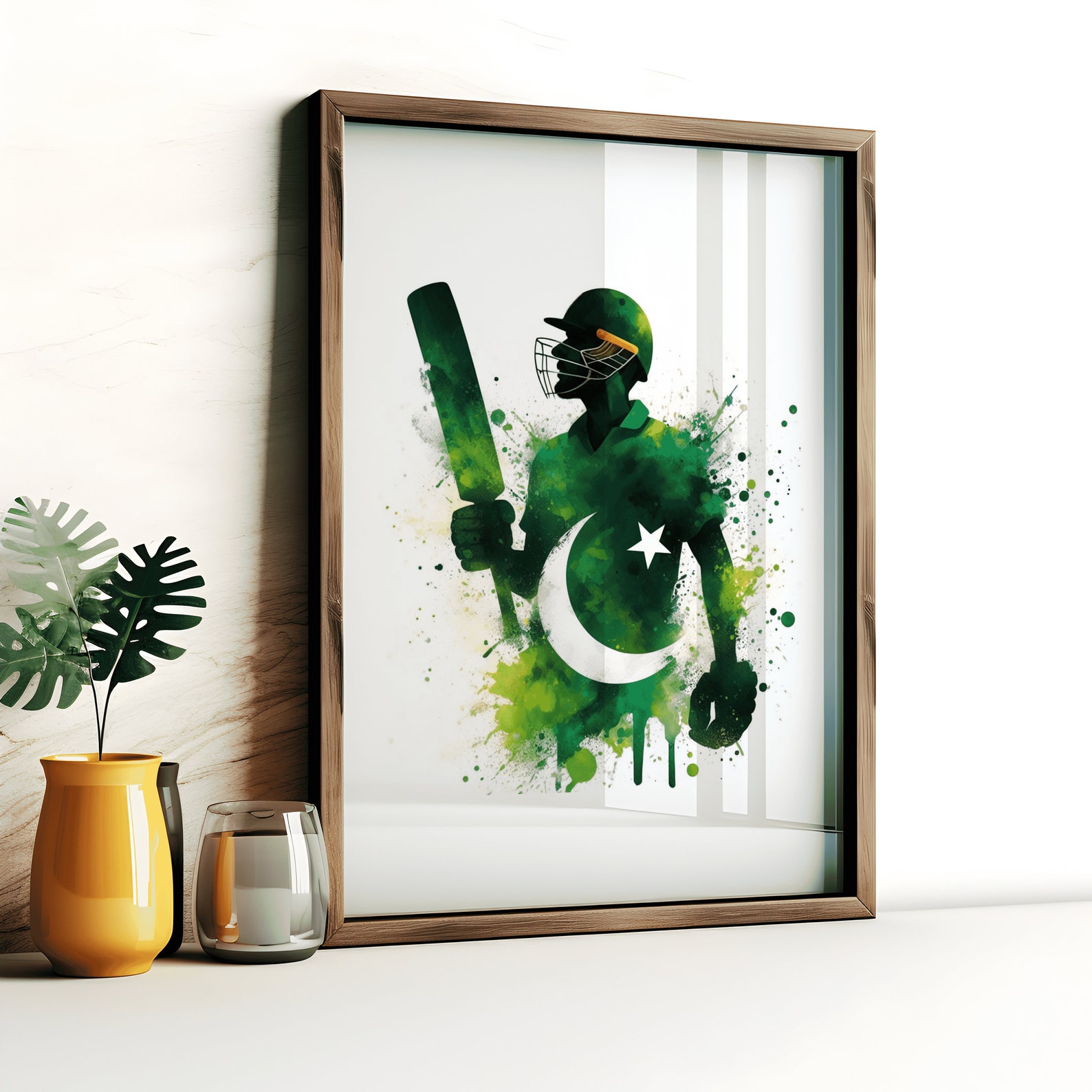 Cricket Poster Set - Pakistan Flag Watercolour Cricket Poster Prints ...
