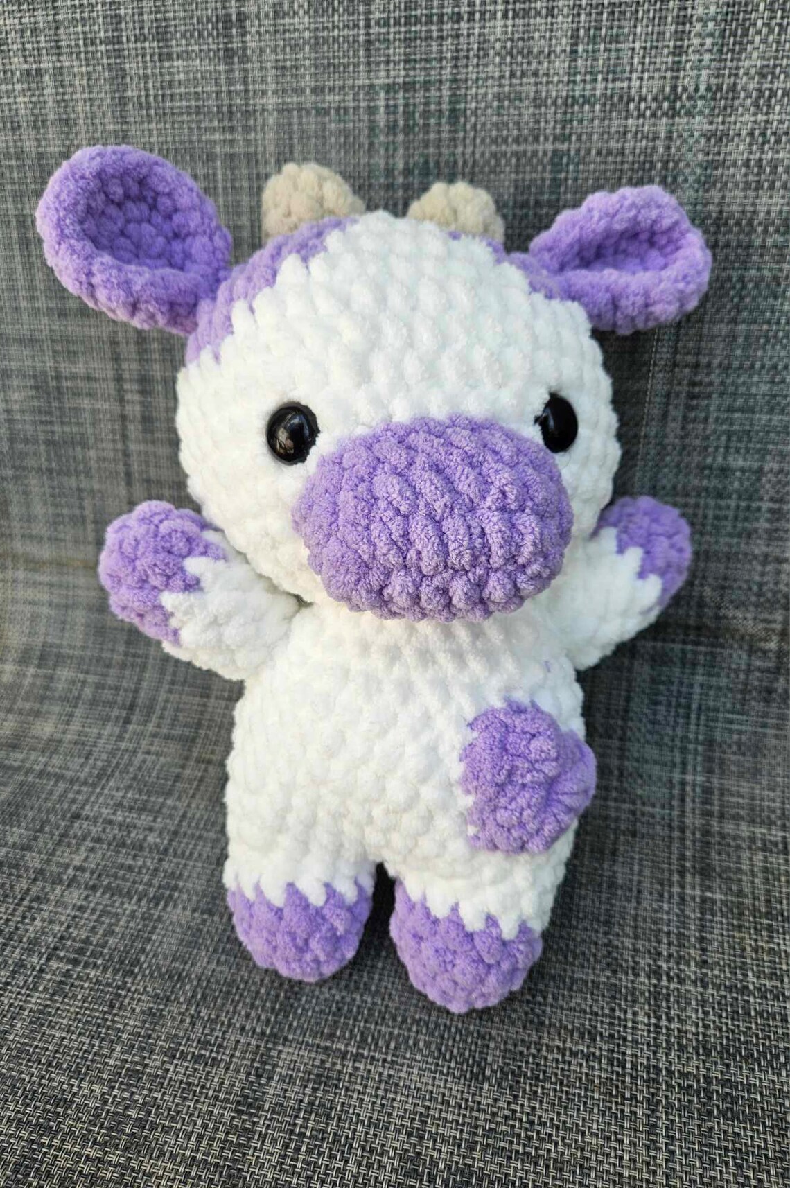 Crochet Lavender Cow, Cute Cow Plushie, Homemade Crochet Gift, Chubby ...
